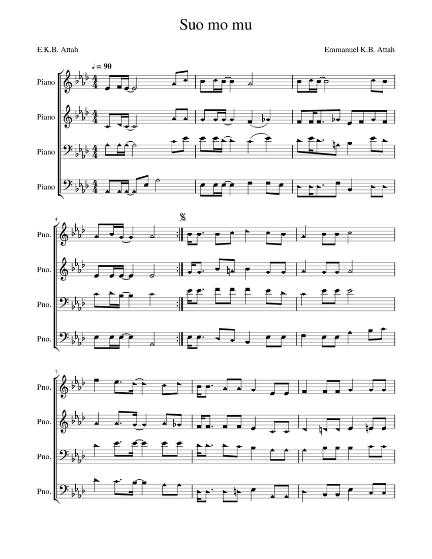 Suo_mo_mu Sheet Music for Piano (Mixed Quartet) | MuseScore.com