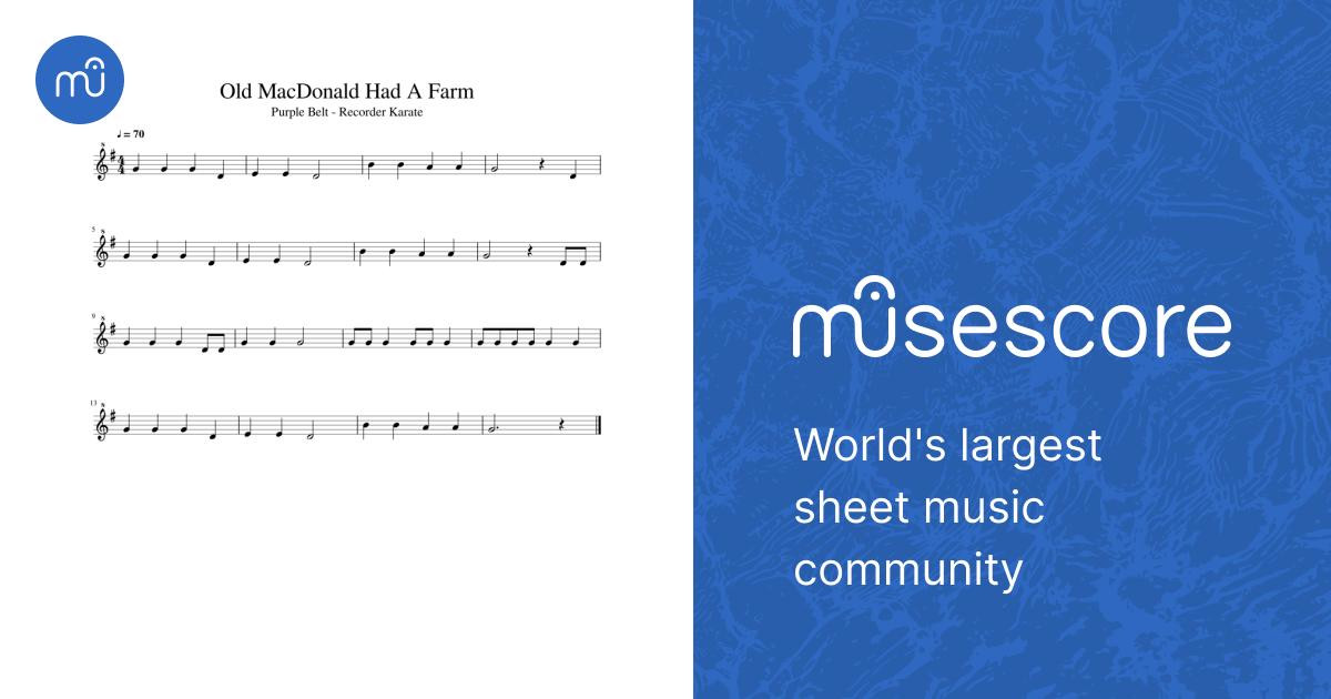 Old MacDonald Had A Farm Sheet Music for Recorder (Solo) | MuseScore.com