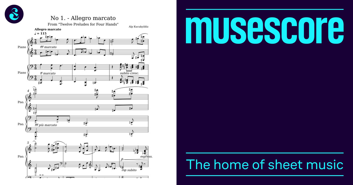 Allegro Marcato - Alp Kucukyildiz Sheet Music for Piano (Piano Duo ...