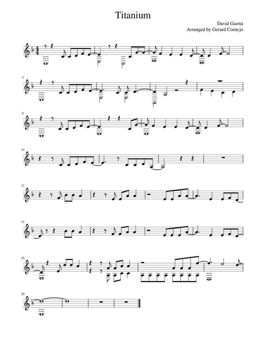 Titanium Sheet music for Piano (Solo) Easy | Musescore.com