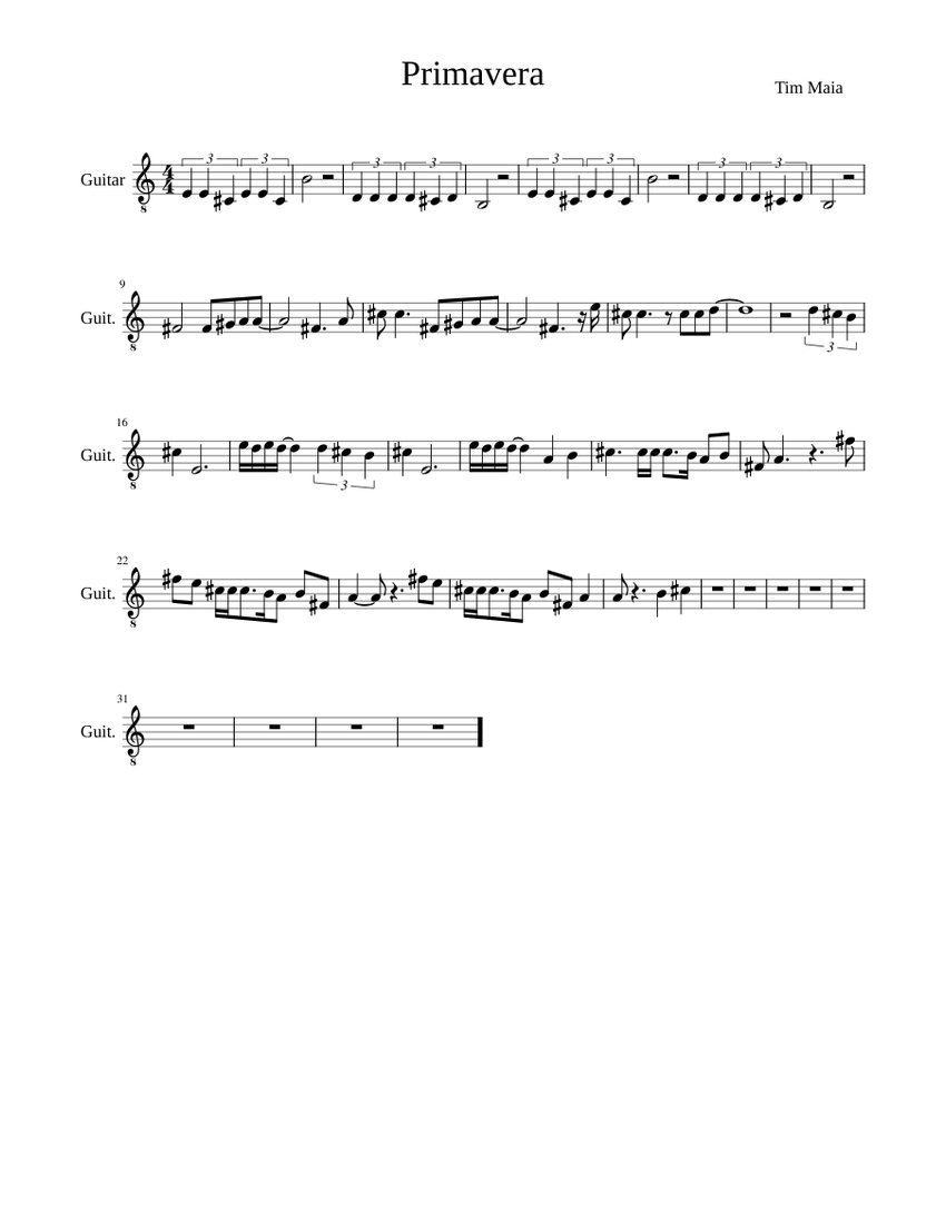 Primavera Sheet music for Guitar (Solo) | Musescore.com