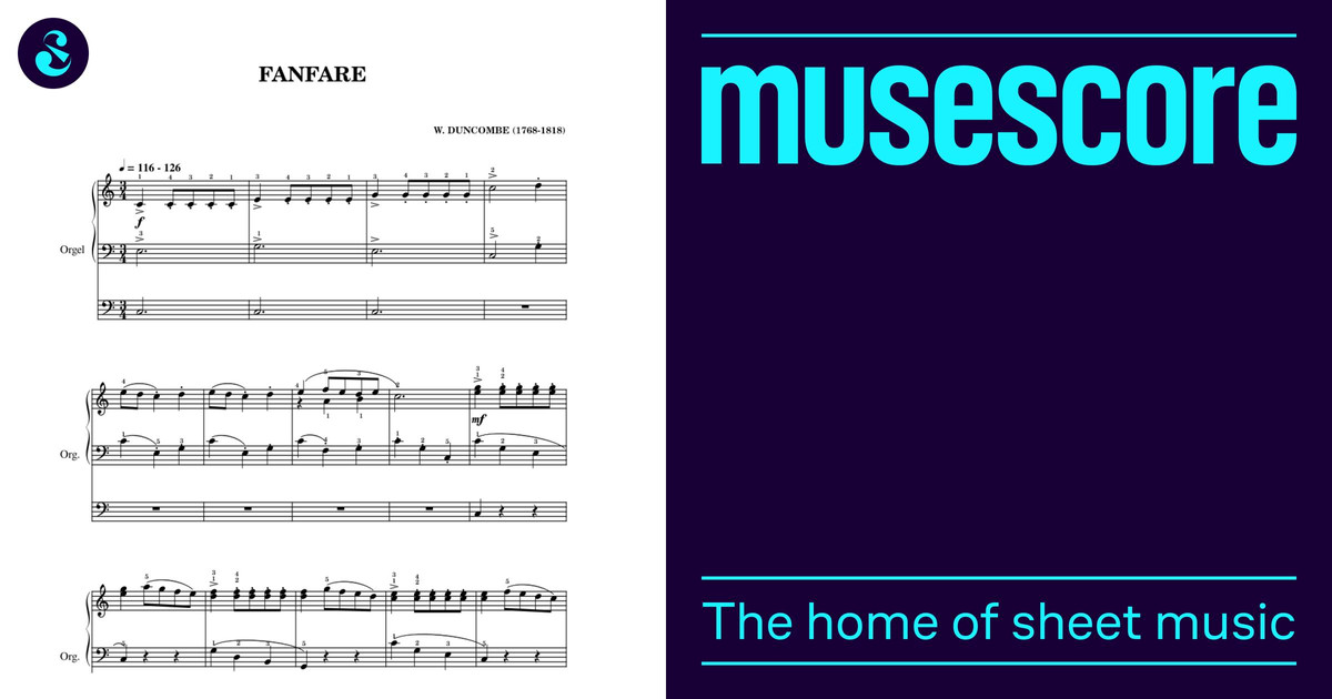 Fanfare Minuet – William Duncombe Sheet Music for Organ (Solo ...