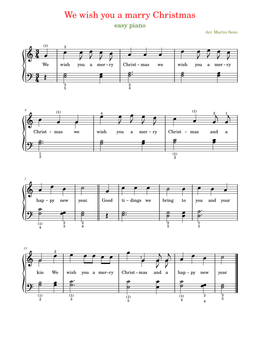 We wish you a merry christmas – Misc Christmas Sheet music for Piano ...