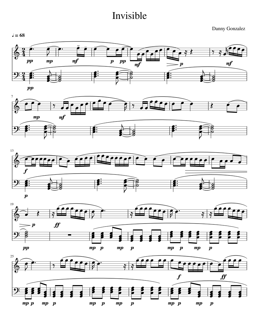 Invisible Sheet music for Piano (Solo) Easy | Musescore.com