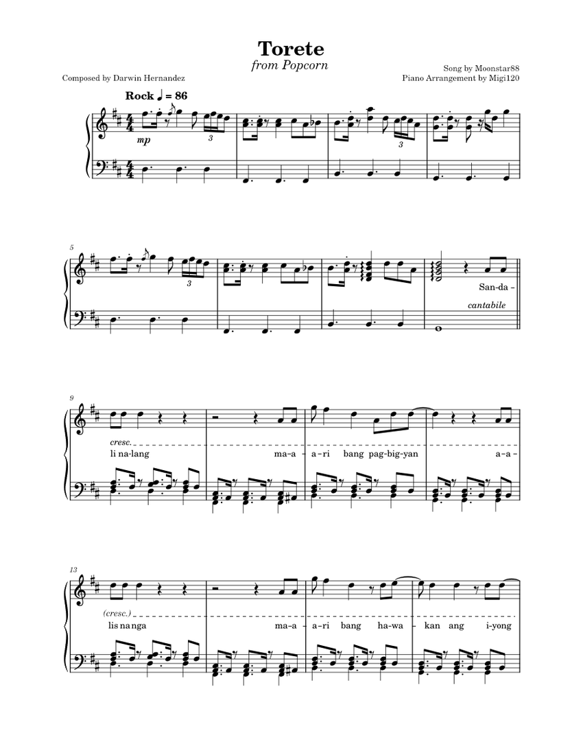 Torete – Moonstar88 Sheet Music for Piano (Solo) | MuseScore.com
