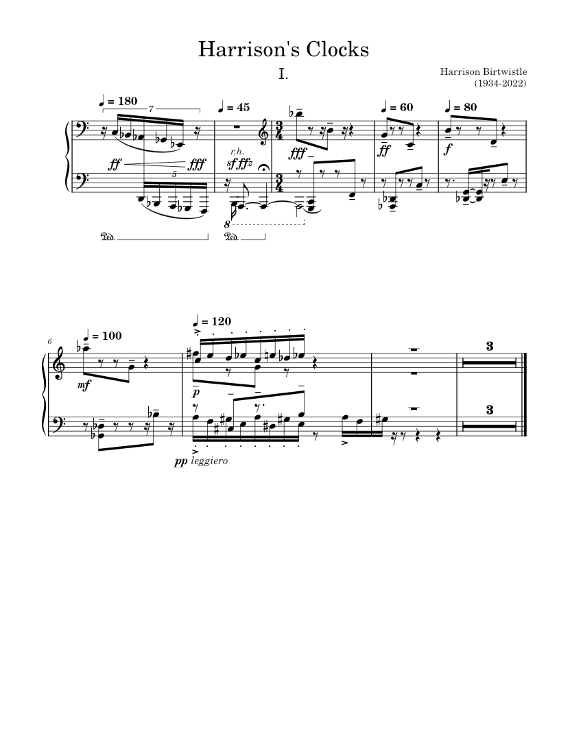 Harrison's Clocks – Harrison Birtwistle Harrison's Clocks Sheet music ...