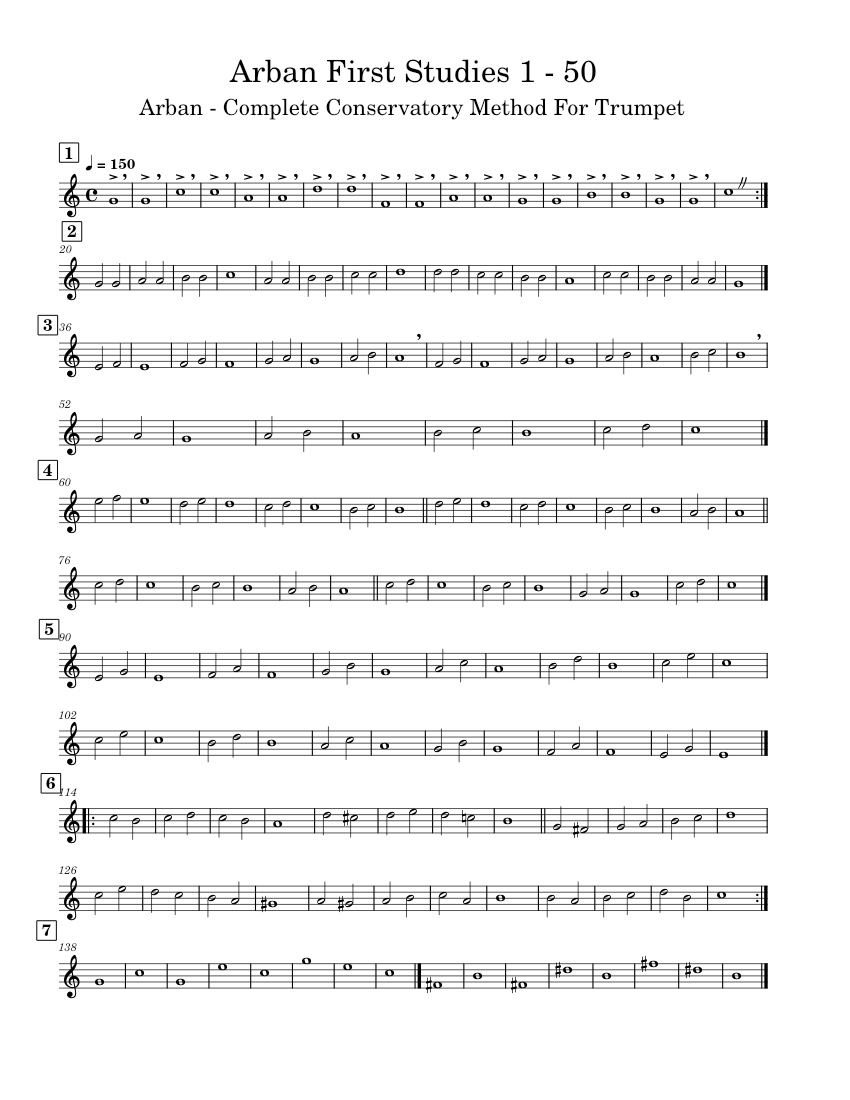 Arban's Trumpet Method - First Studies ( 1- 50 ) Sheet Music with ...