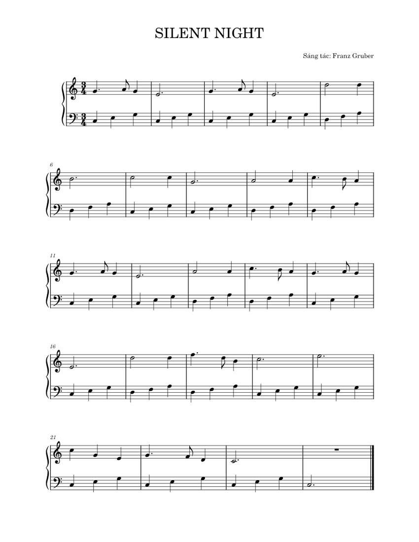 Silent Night Sheet music for Piano (Solo) Easy | Musescore.com