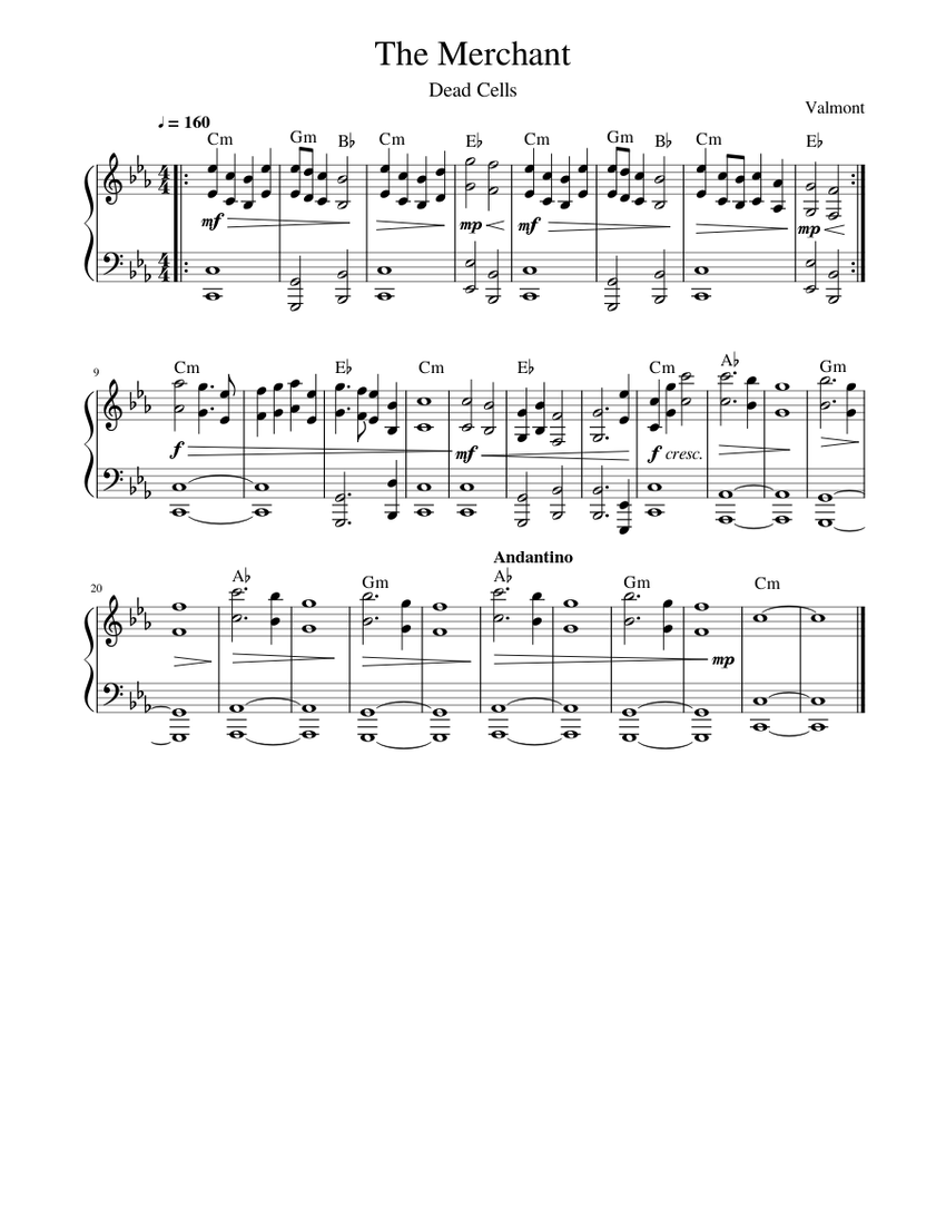 The Merchant Sheet Music with Chords for Piano (Solo) easy | MuseScore.com