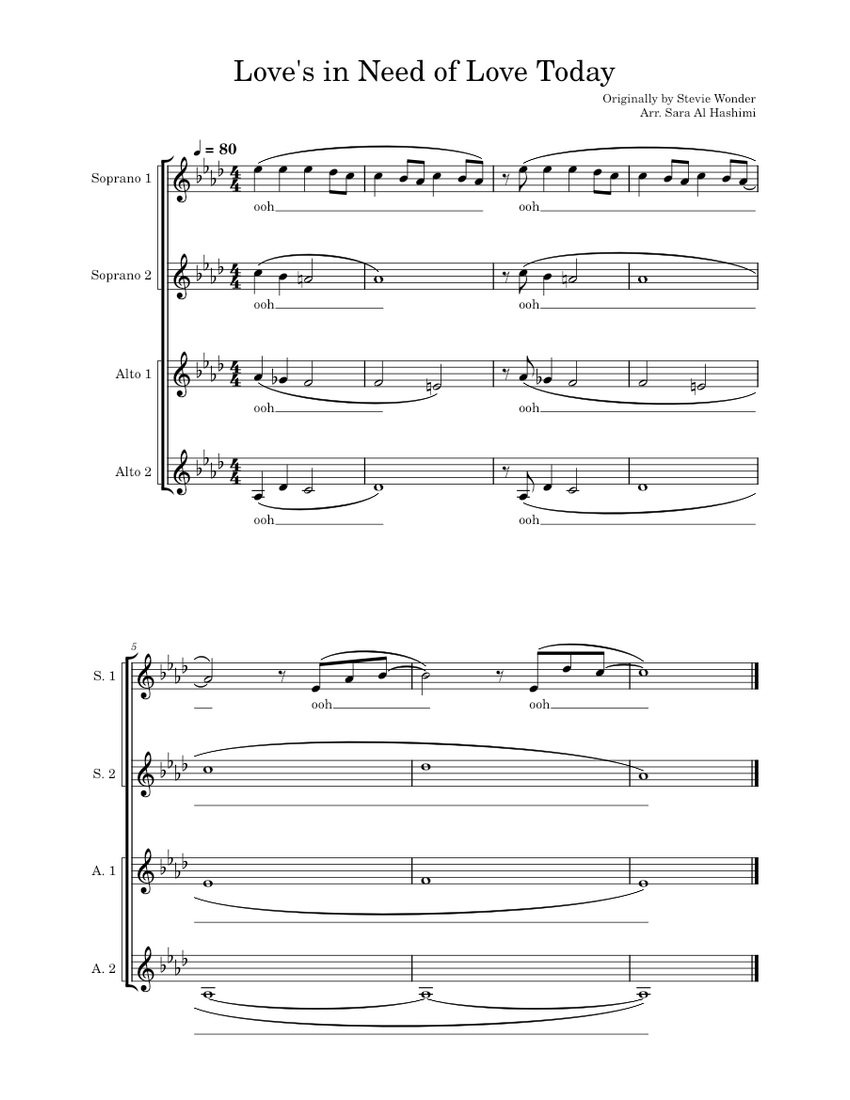 Love's in Need of Love Today Sheet Music for Soprano, Alto (A Capella ...