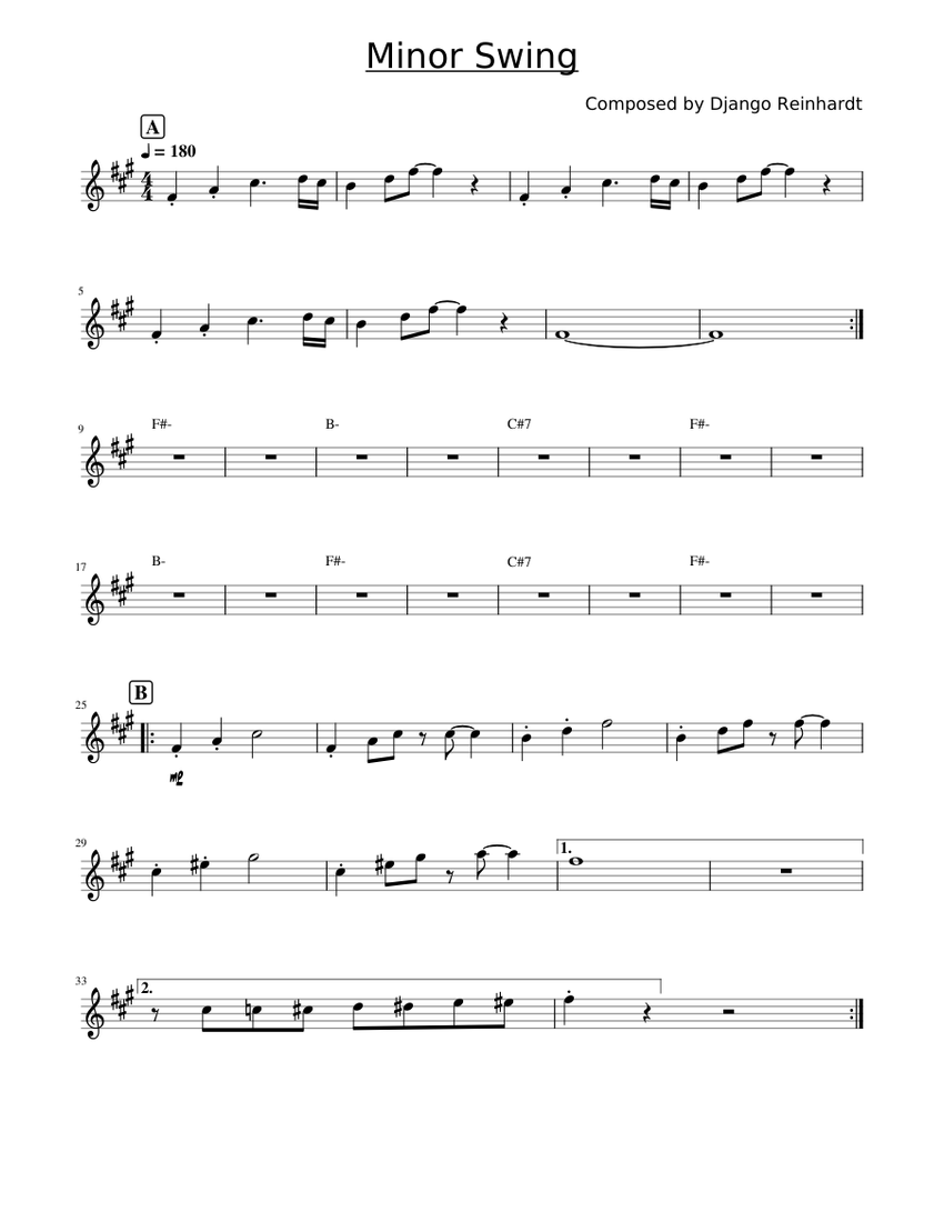 Minor_Swing Sheet Music for Saxophone alto (Solo) | MuseScore.com