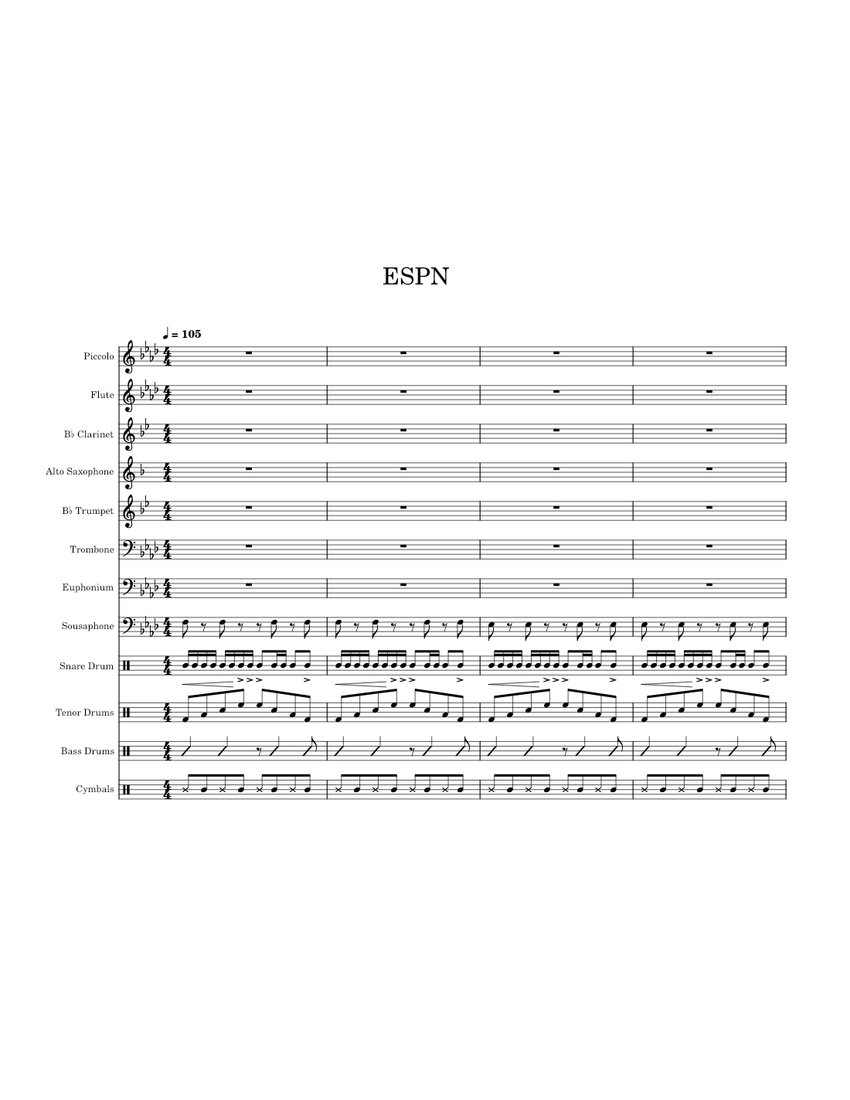 ESPN Sheet Music for Trombone, Euphonium, Flute piccolo, Flute & more ...