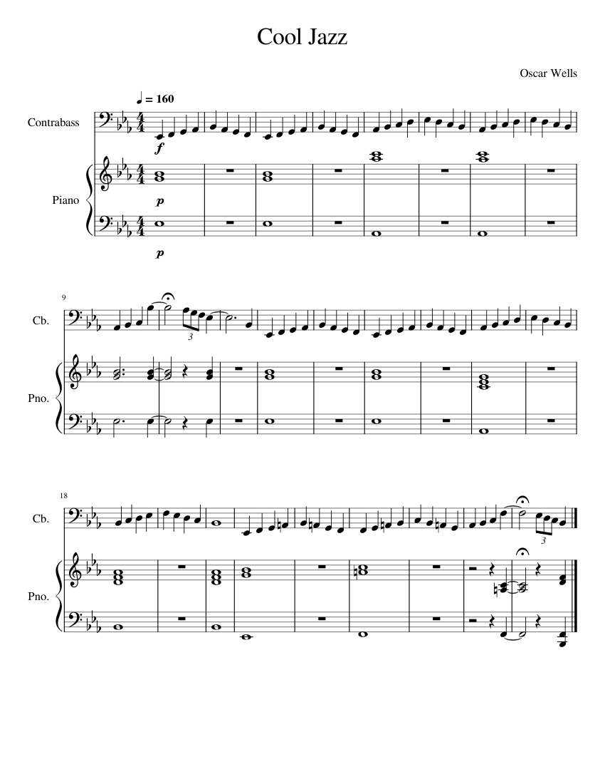 Cool_Jazz Sheet music for Piano, Contrabass (Solo) | Musescore.com