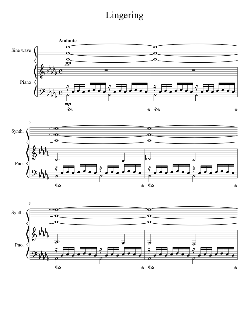 Lingering Sheet music for Piano, Synthesizer (Mixed Duet) | Musescore.com