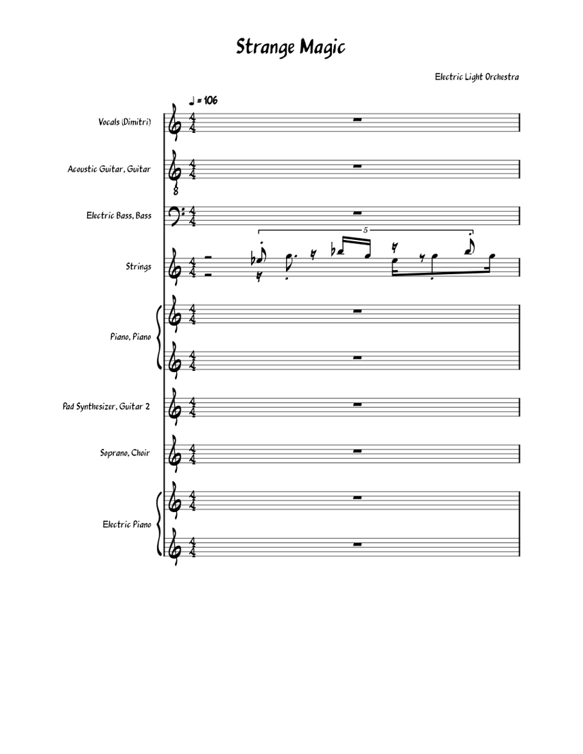Strange magic – Electric Light Orchestra Sheet Music for Piano, Soprano ...