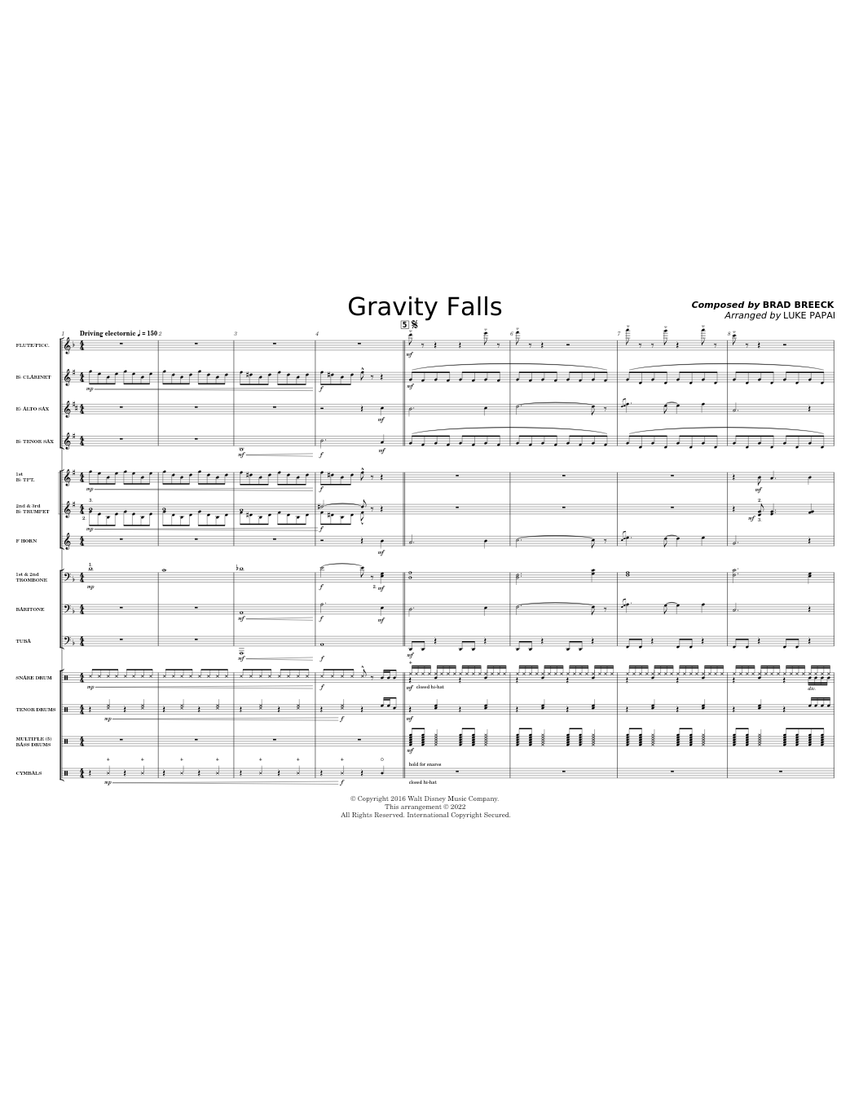 Gravity Falls Theme Sheet music for Trombone, Euphonium, Tuba, Flute piccolo & more instruments ...