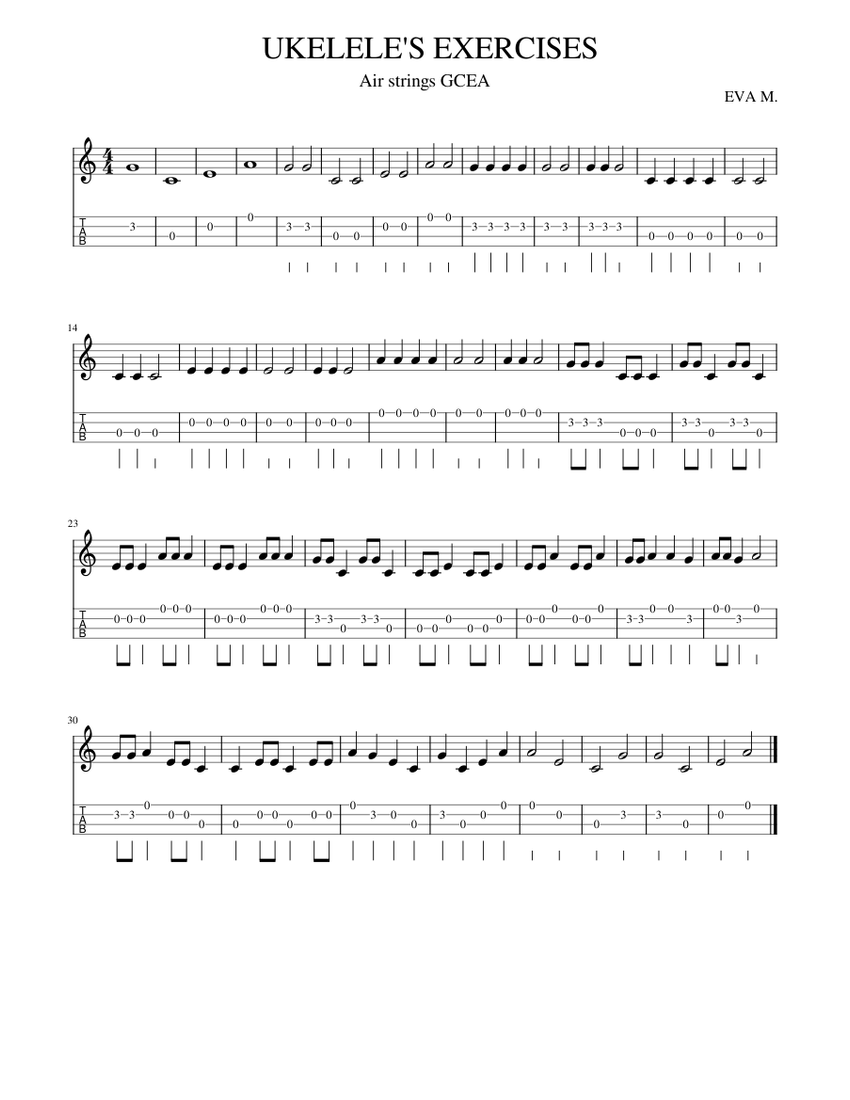 EJERCICIOS UKEELE Sheet music for Ukulele (Solo) | Musescore.com