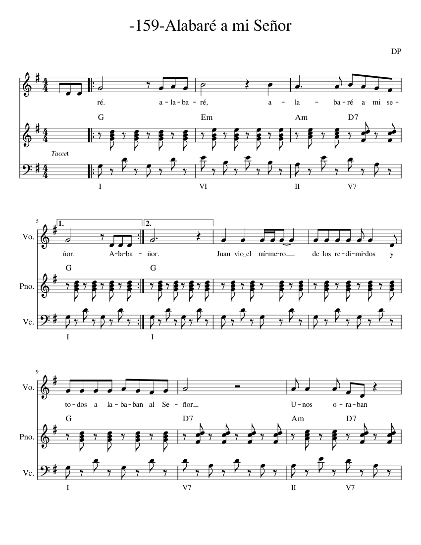 alabaré Sheet music for Vocals, Cello (Mixed Duet) | Musescore.com