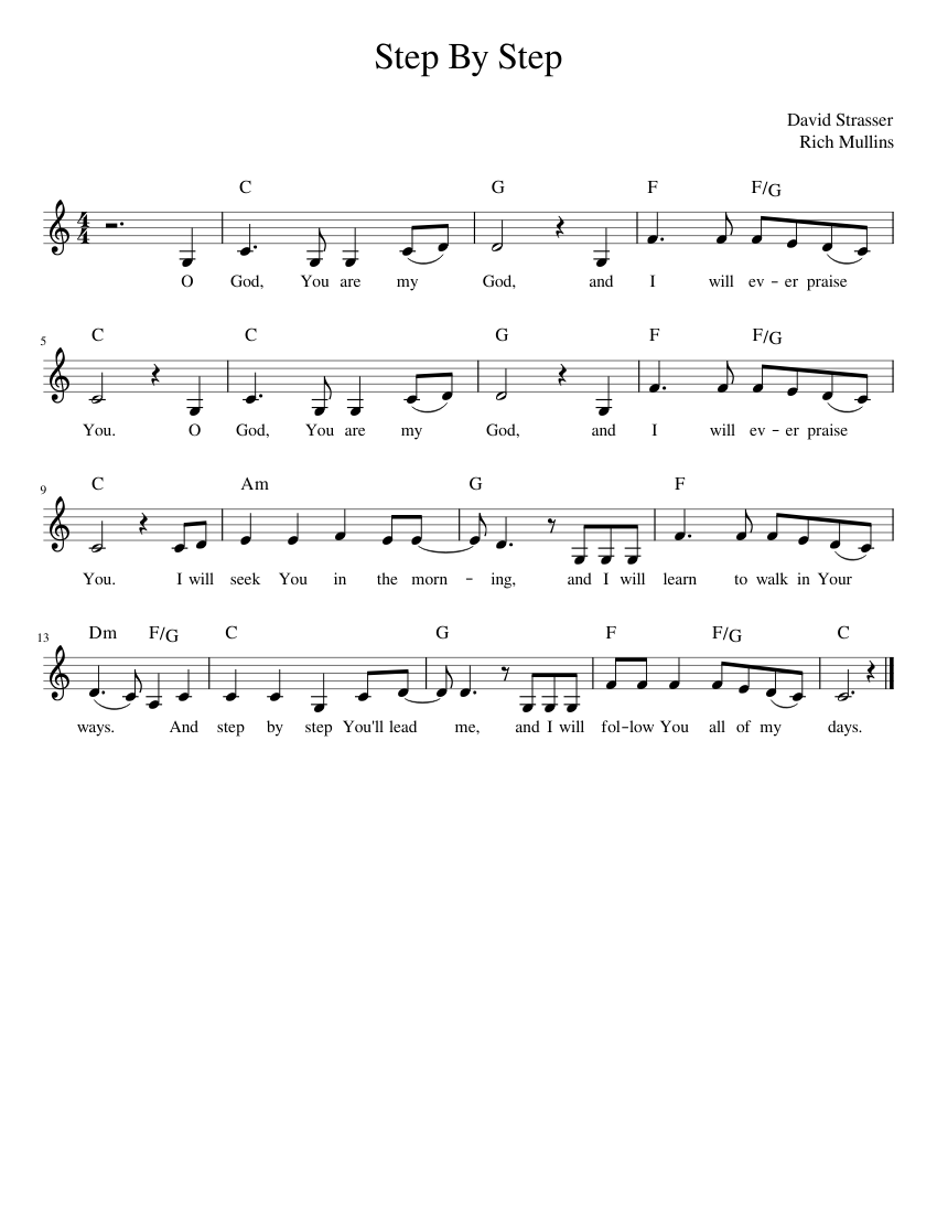 Step By Step – David Strasser, Rich Mullins Sheet Music with Chords for ...