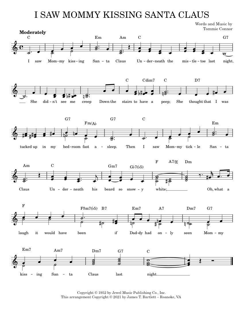 I Saw Mommy Kissing Santa Claus [lead sheet] Sheet music for Piano ...
