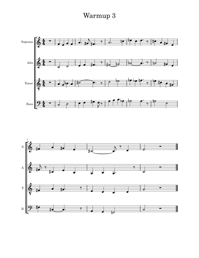 Warmup 3 Sheet music for Soprano, Alto, Tenor, Bass voice (Choral ...