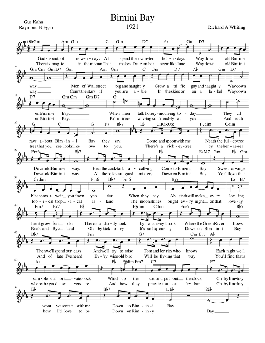 Bimini Bay Sheet music for Soprano (Solo) | Musescore.com