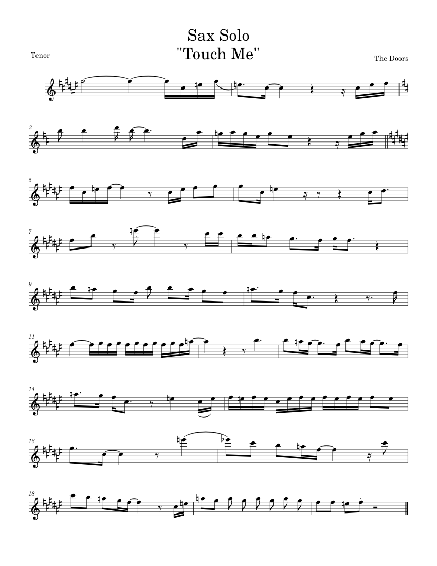 Touch me – The Doors Sax Solo Sheet Music for Vocals (Solo) | MuseScore.com