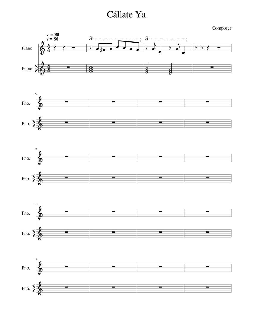 callate ya Sheet music for Piano (Piano Duo) | Musescore.com