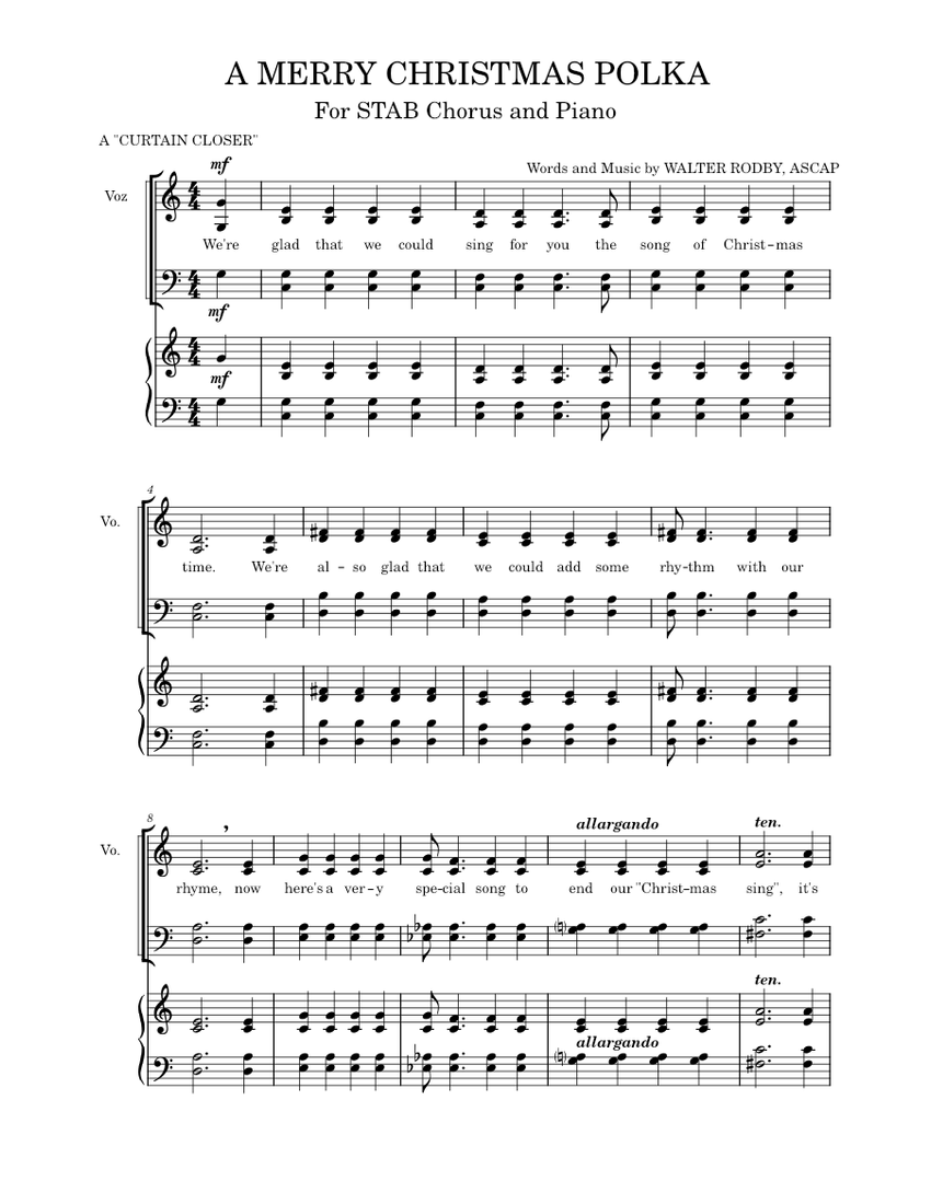 A MERRY CHRISTMAS POLKA Sheet music for Piano, Vocals (Choral ...