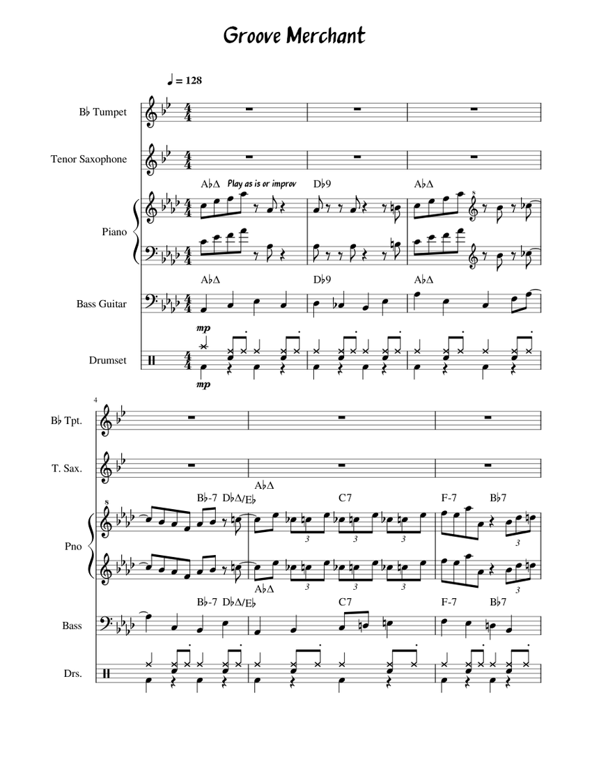 Groove Merchant - Jazz Band Sheet Music with Chords for Piano ...