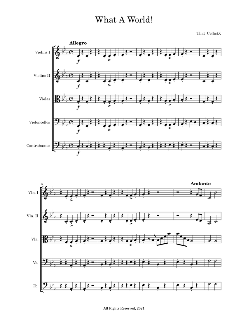What A World! Sheet music for Strings group (Mixed Quintet) | Musescore.com