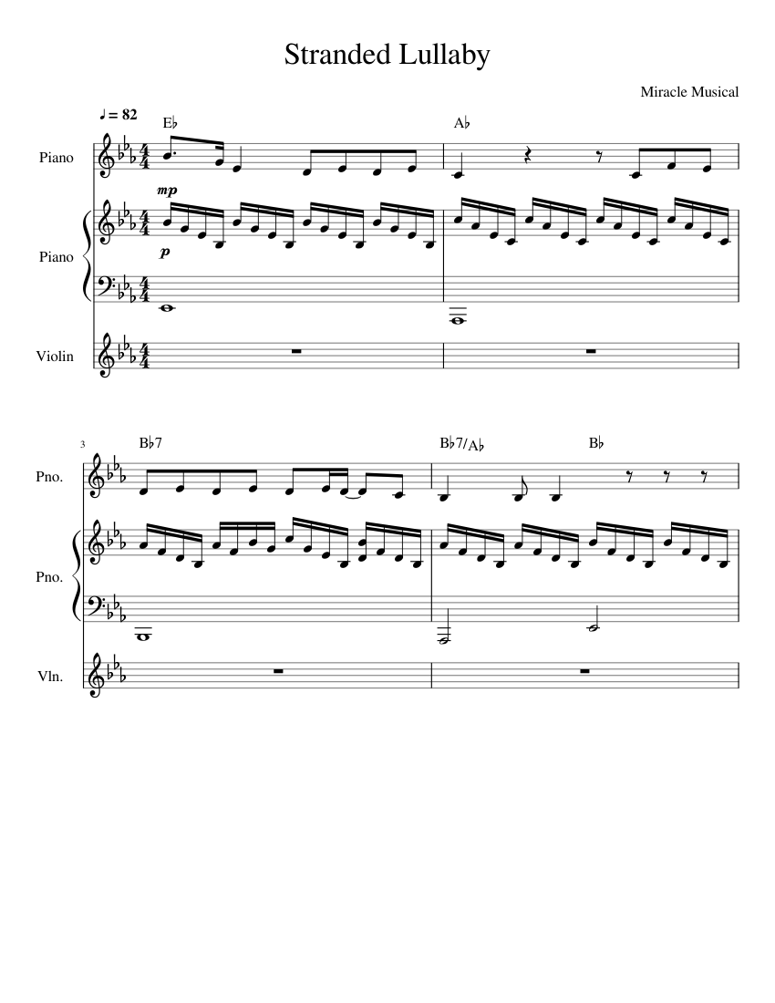 Stranded Lullaby Sheet Music with Chords for Piano, Violin (Mixed Trio) | MuseScore.com