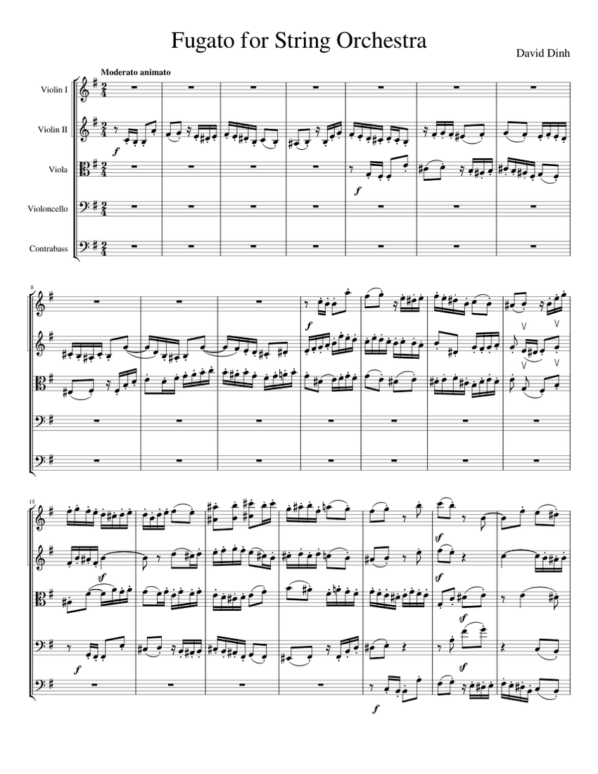 Fugato for string orchestra Sheet Music for Strings group (String ...
