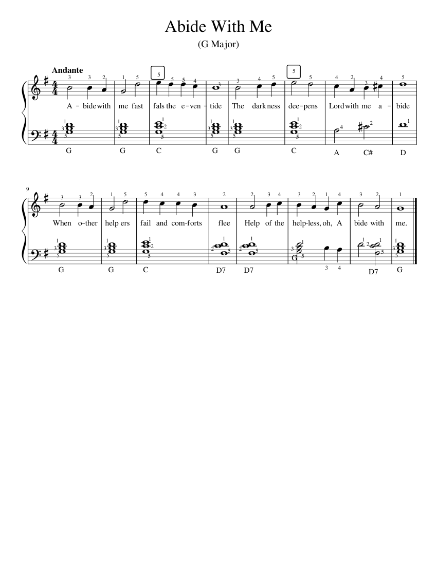 Abide With Me Sheet Music for Piano (Solo) Easy | MuseScore.com