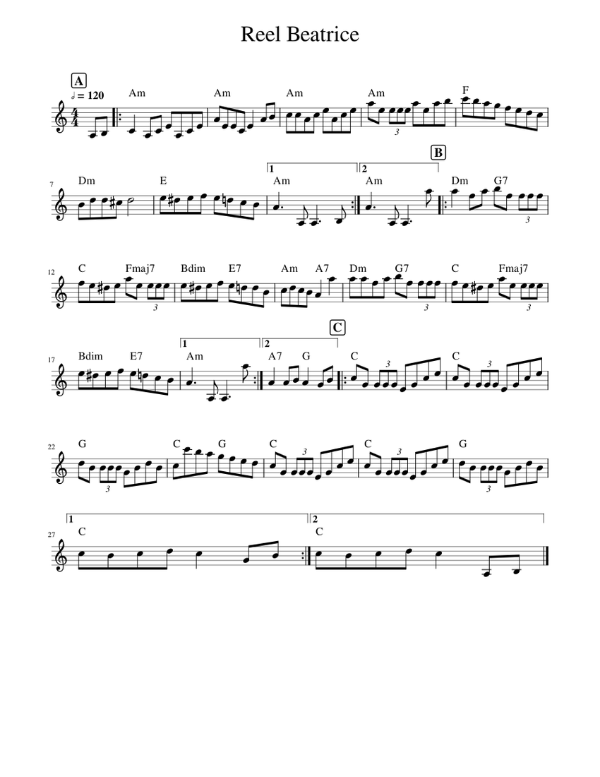 Reel Beatrice Sheet music for Nyckelharpa (Solo) | Musescore.com