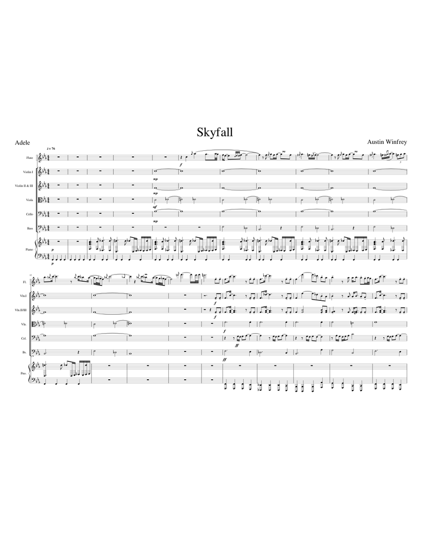 Skyfall Sheet music for Piano, Flute, Contrabass, Violin & more ...