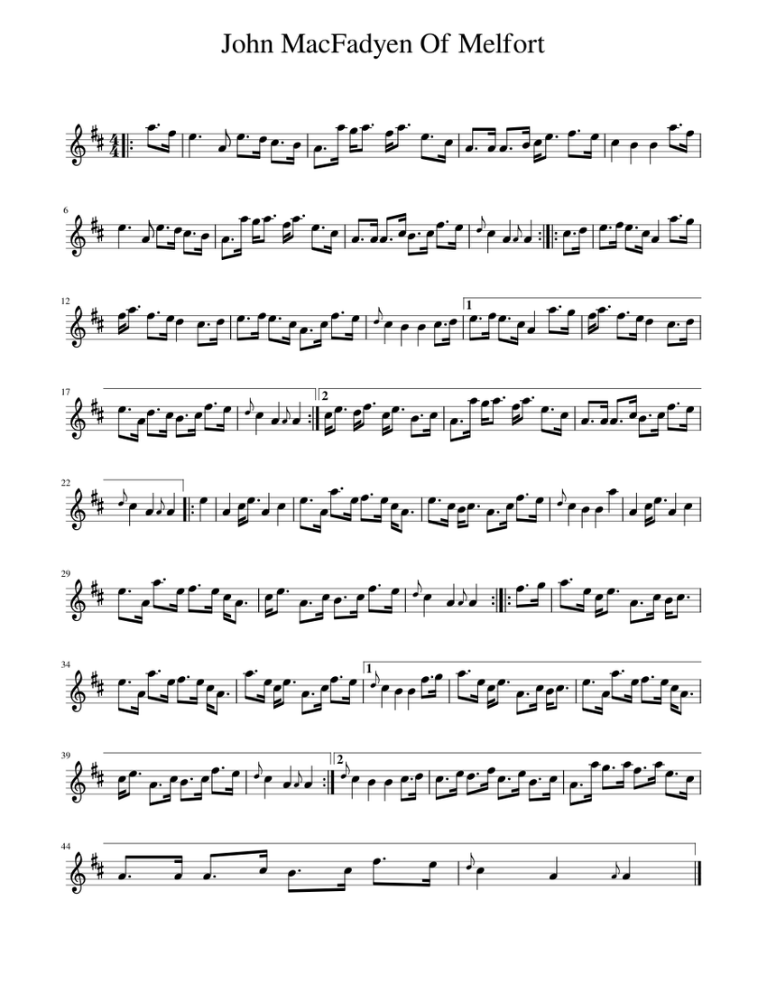 John MacFadyen Of Melfort Sheet music for Piano (Solo) Easy | Musescore.com