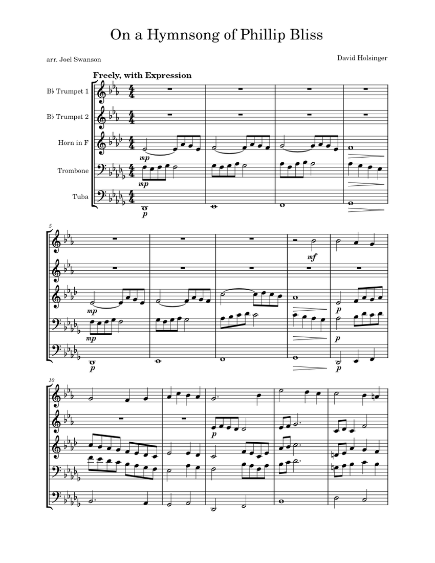 On a Hymnsong of Philip Bliss – David R. Holsinger Sheet music for Trombone, Tuba, Trumpet in b ...