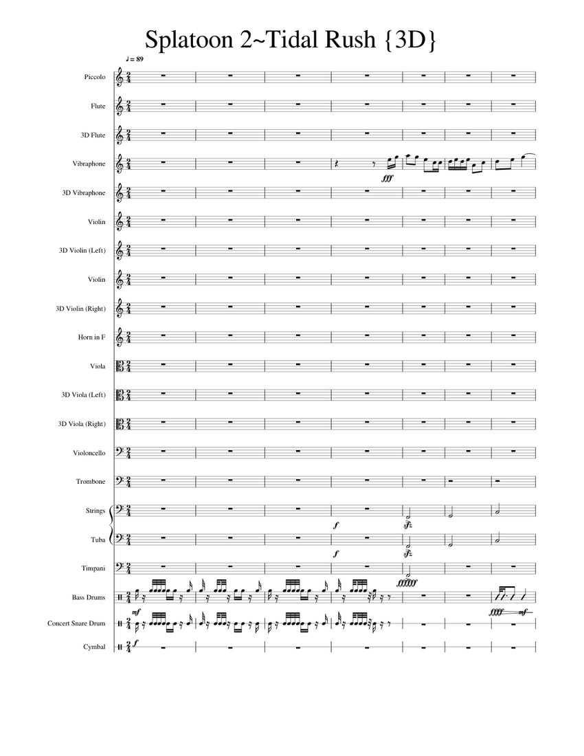 Splatoon 2~Tidal Rush {3D} Sheet music for Trombone, Tuba, Flute ...
