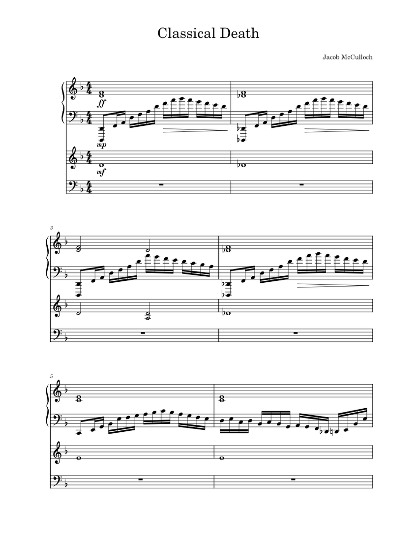 Classical Death Sheet music for Piano (Piano Four Hand) Easy ...