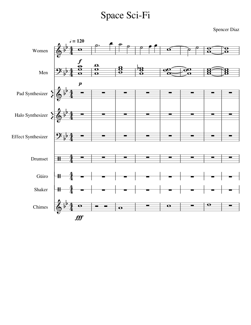 Space/Sci-Fi Theme Sheet Music for Female, Male, Drum group, Tubular ...