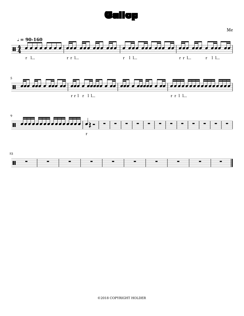 gallop sheets Sheet music for Snare drum (Solo) | Musescore.com
