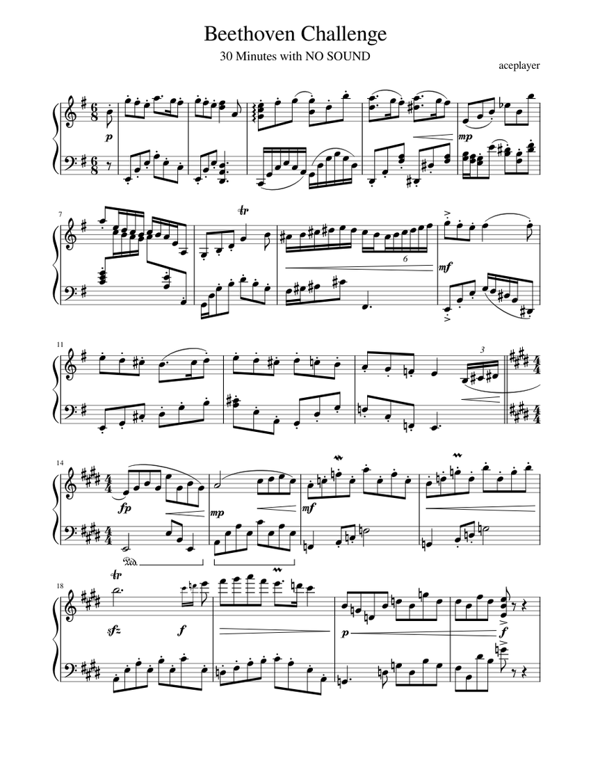 Beethoven Challenge Sheet music for Piano (Solo) | Musescore.com