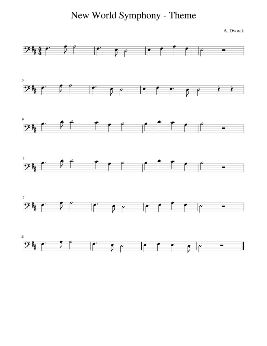 New world symphony theme – Antonín Dvořák Sheet Music for Piano (Solo ...