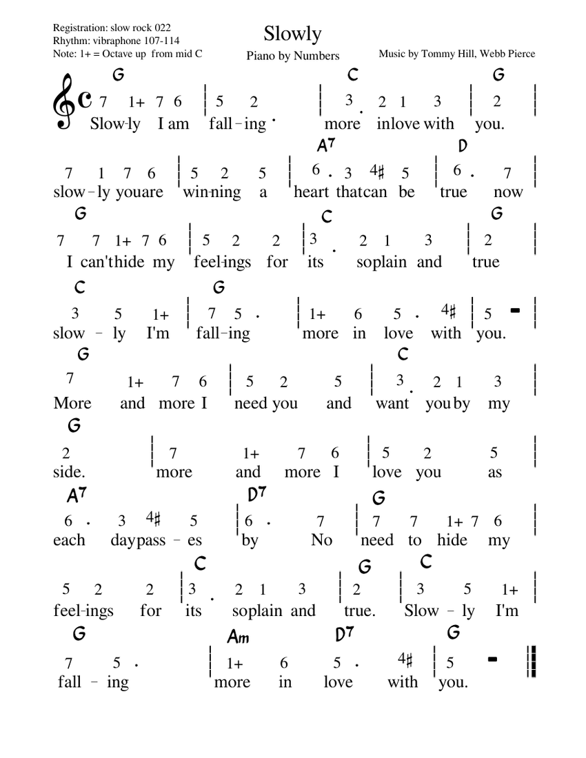 AN Slowly Key G Piano by Number Sheet music for Piano (Solo) Easy ...