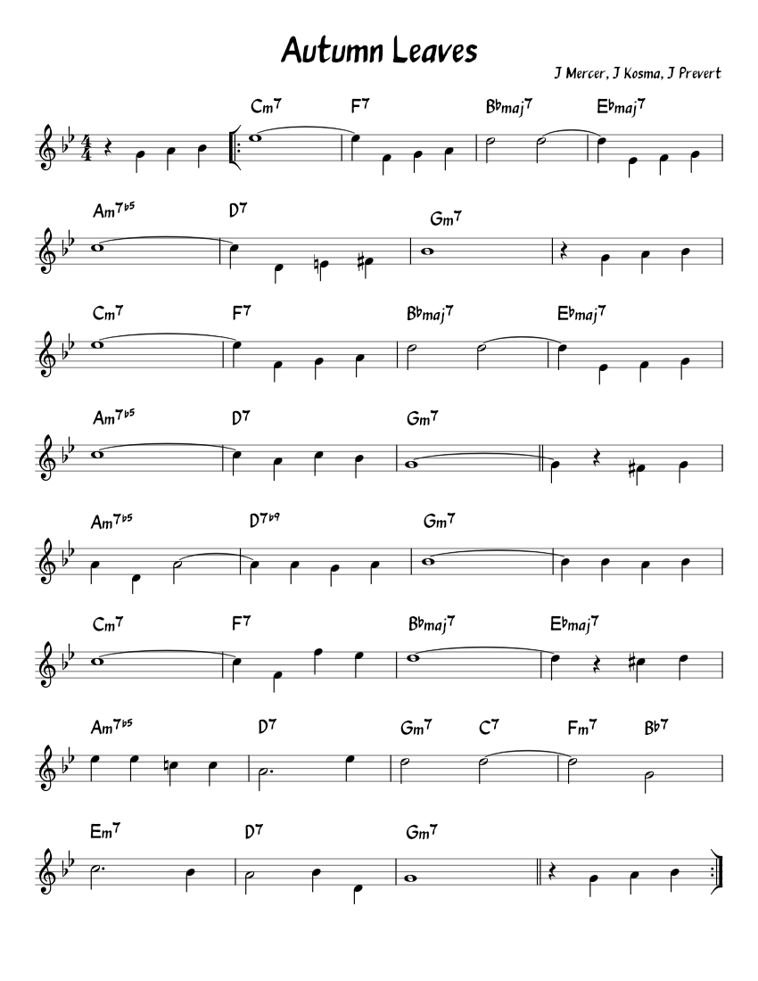 Autumn_Leaves Sheet music for Piano (Solo) Easy | Musescore.com