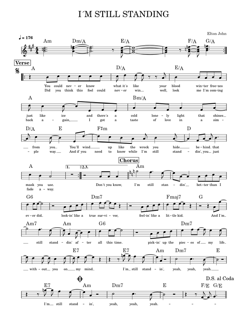 I'm Still Standing – Elton John Sheet music for Piano (Solo) Easy ...