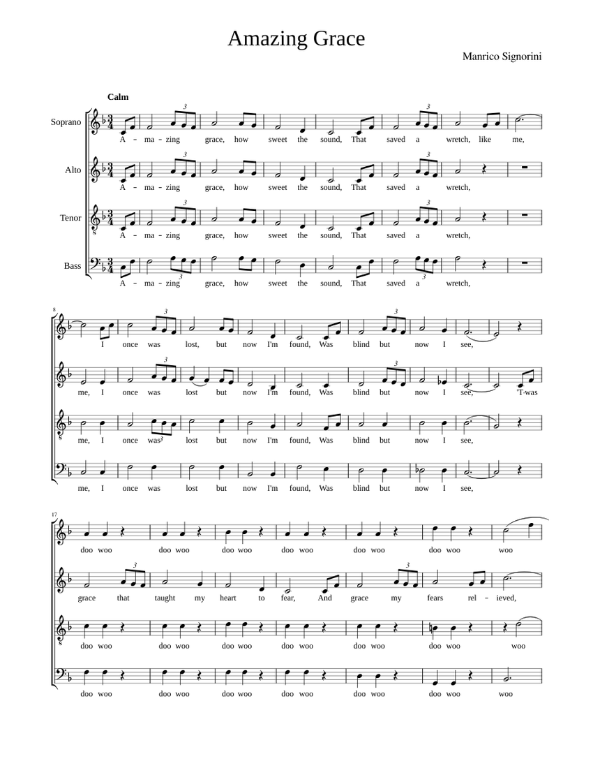 Amazing Grace Sheet music for Bass guitar (Solo) | Musescore.com