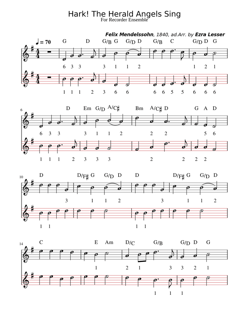 Hark, the Herald Angels Sing – Felix Mendelssohn - Leadsheet- Soprano ...