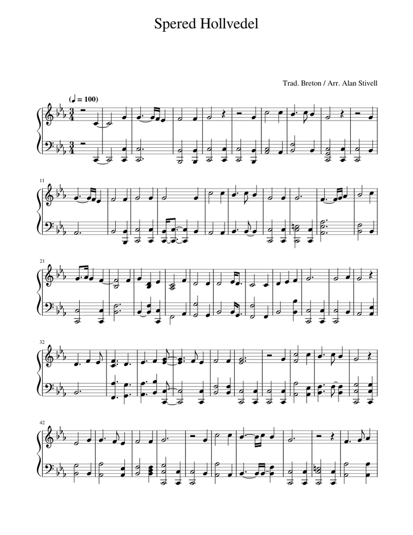 Spered Hollvedel – Alan Stivell - Trad. Breton Sheet music for Organ ...